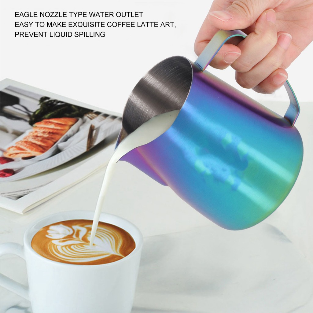 Carlosa. เหยือกตีฟองนม 420ML 304 เครื่องทำฟองนม ถ้วยกาแฟ อเนกประสงค์ อุปกรณ์เสริม สำหรับชงกาแฟ ...