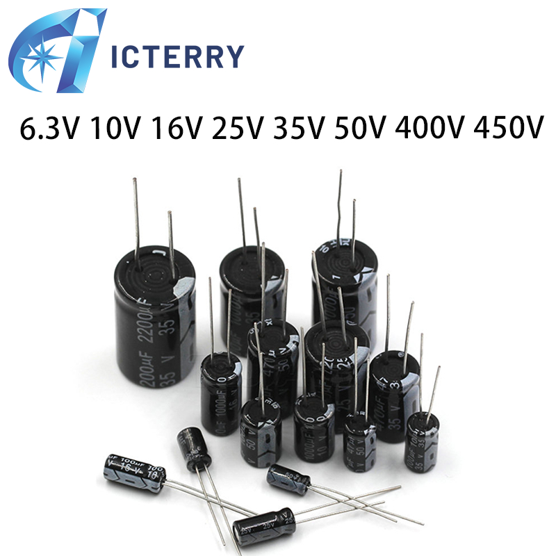 อลูมิเนียม Electrolytic Capacitor 6.3V 10V 16V 25V 35V 50V 100V 400V 10UF 100UF 220UF 330UF ...