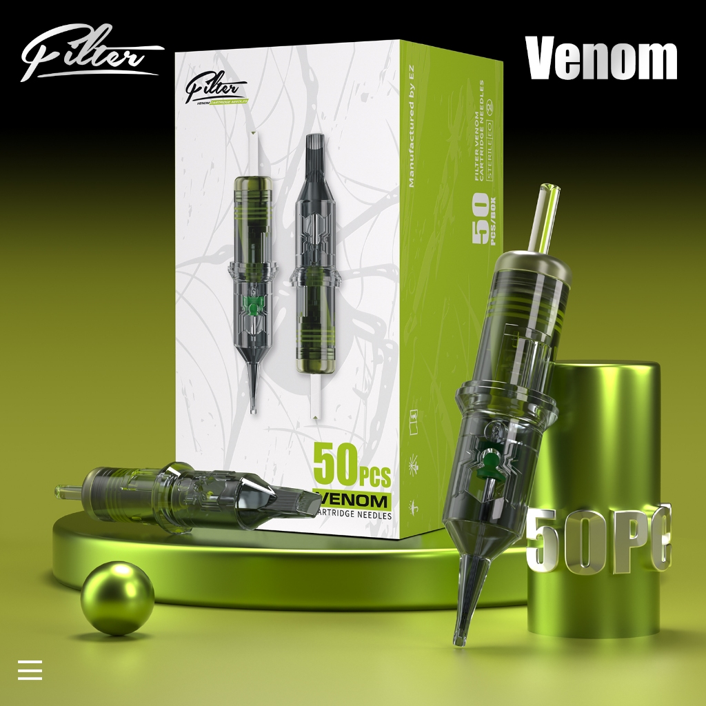 50 ชิ้น/กล่องกรอง Venom ตลับหมึกเข็มสักแบบใช้แล้วทิ้ง RL/RS/RM/M1 เมมเบ ...