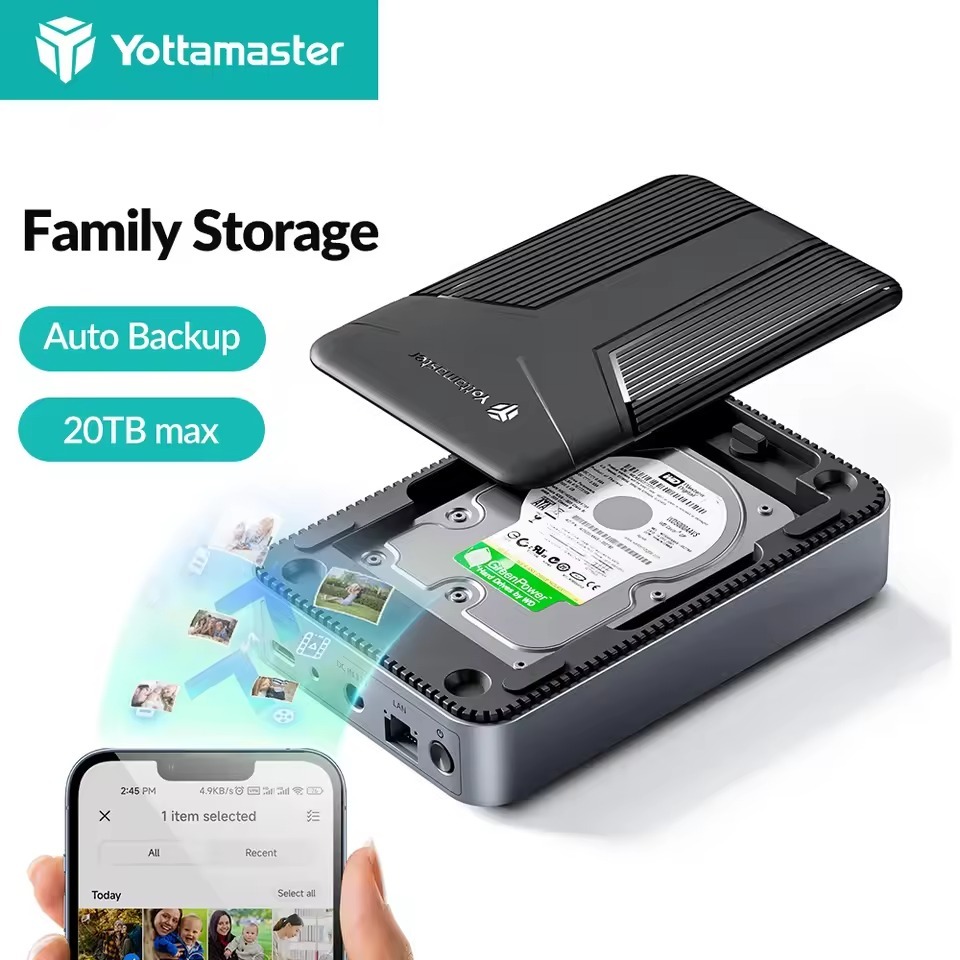 Yottamaster 20TB NAS ตัวปิดระบบคลาวด์ส่วนตัว สําหรับ 2.5 3.5 นิ้ว SATA ...