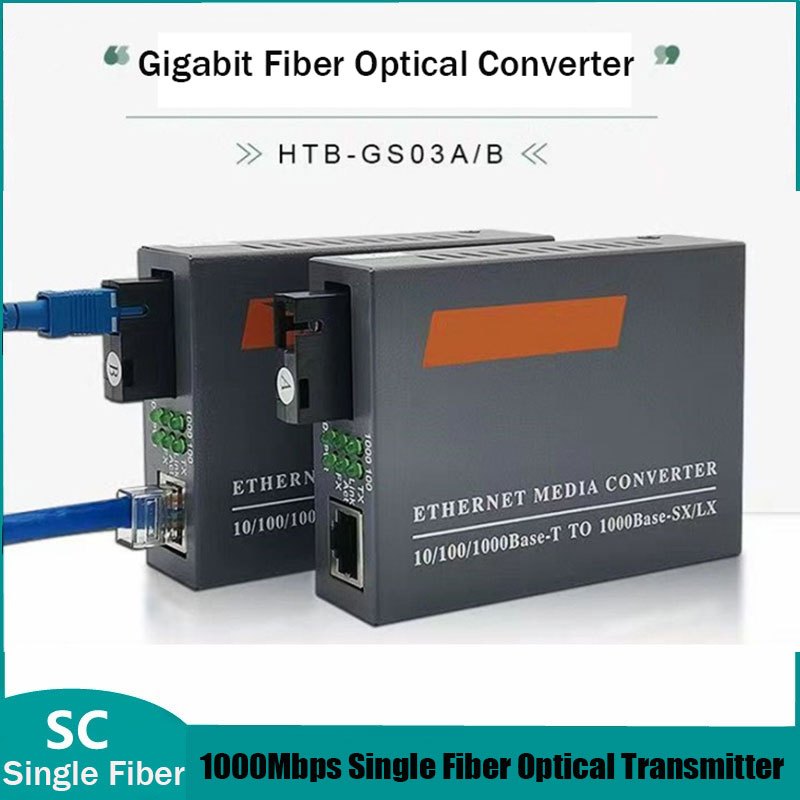 1 คู่ HTB-GS-03 A/B Gigabit Fiber Optical Media Converter 1000Mbps Single Mode Single Fiber SC ...
