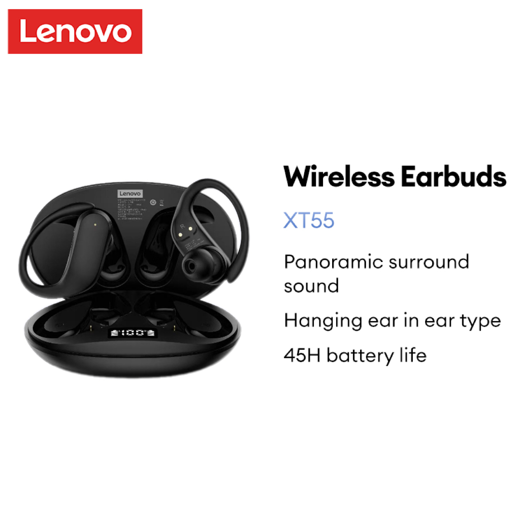 Lenovo XT55 หูฟังบลูทูธไฮไฟสเตอริโอรอบทิศทาง 45H เวลาเล่น IPX5 กีฬาจอ ...
