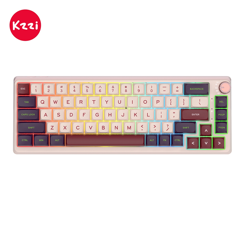 Kzzi Kezhi K68 Pro Nezuko สีม่วง 67 Key ปะเก็นโครงสร้างสามโหมดบลูทูธไร้สายพร้อม Knob RGB ...