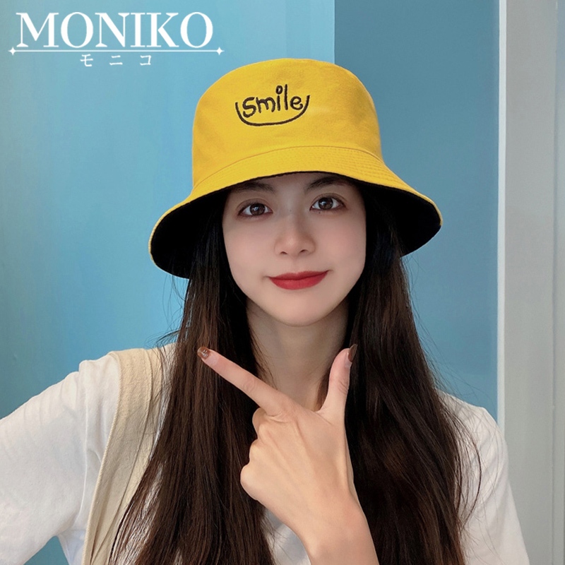 Moniko หมวกปักสองด้านหมวกหน้ายิ้มในสต็อก | Shopee Thailand