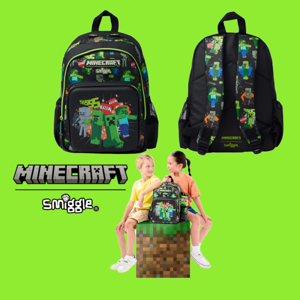 SMIGGLE ลักลอบ New Item Boys School Backbag Minecraft Junior Character ...