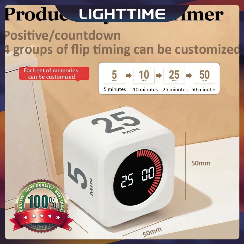Digital Cube Timer ปรับเสียงและการสั่นสะเทือนหมุน Kitchel Timer Productivity Cube Timer Gravity ...