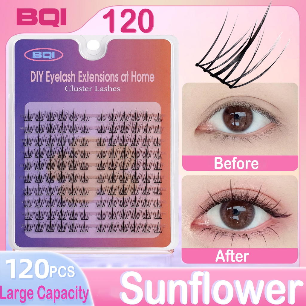 Bqi ขนตาปลอม 120PCS Cluster Eyelash Extensions Kit DIY Lash Extension Kit แต่ละ Lash Clusters ...