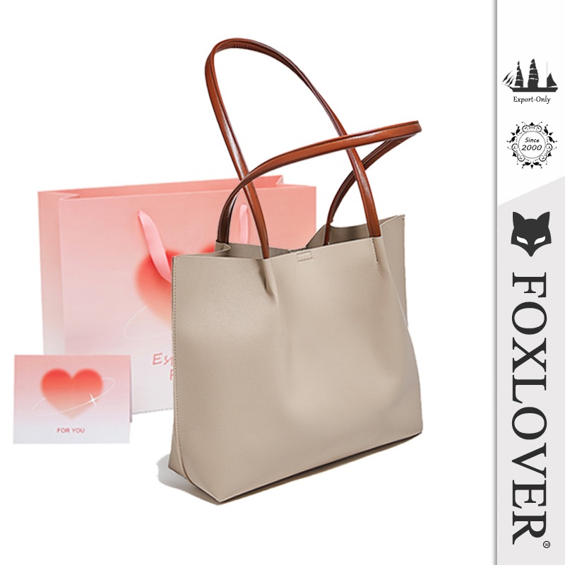 FOXLOVER Tote Bag กระเป๋าโททสำหรับผู้หญิง กระเป๋าสะพายหนังแท้ | Shopee Thailand