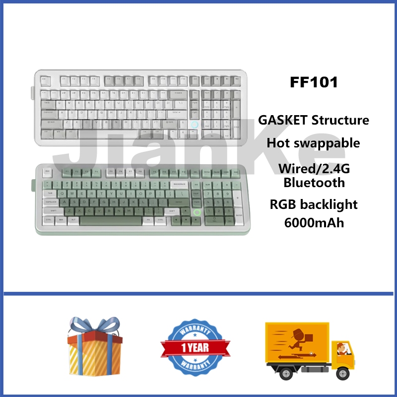 Wusikey FF101 คีย์บอร์ดไร้สาย 100% Hot swappable RGB GASKET คีย์บอร์ด ...