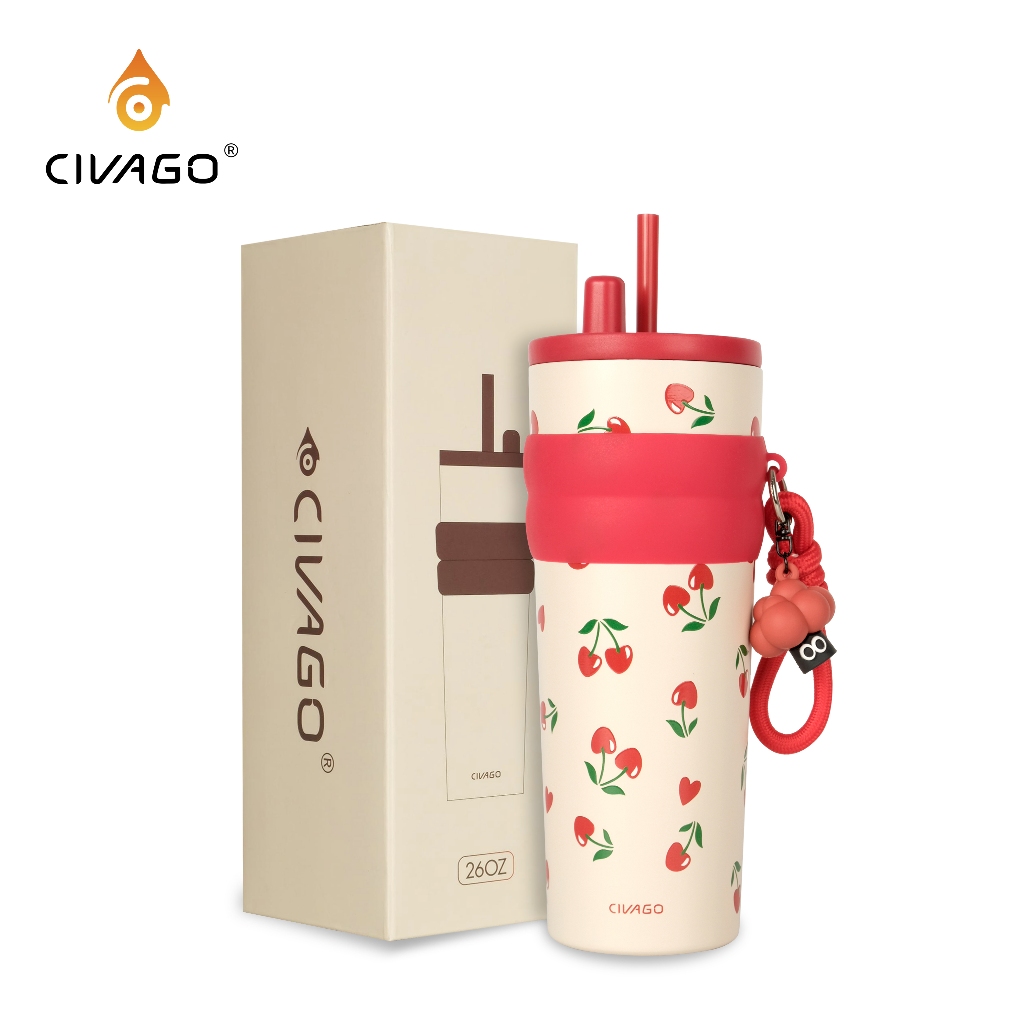 （พรีออเดอร์）CIVAGO（26oz）แก้วกาแฟสแตนเลสสตีลพร้อมฝาปิด กระติกสุญญากาศ ...