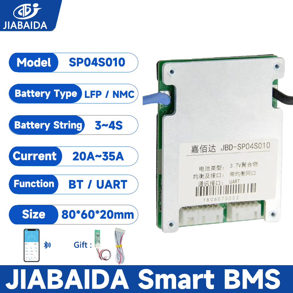 Jbd BMS Lifepo4 4S แบตเตอรี่ลิเธียม 20A 30A 25A พร้อม BT UART RS485 Balance JIABAIDA สมาร์ท BMS ...