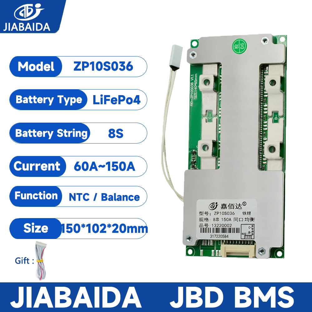 Jbd BMS Lifepo4 8S 24V 80A 100A 120A 150A BMS พร้อม Balance Temp Sensor สําหรับ 18650 แบตเตอรี่ ...