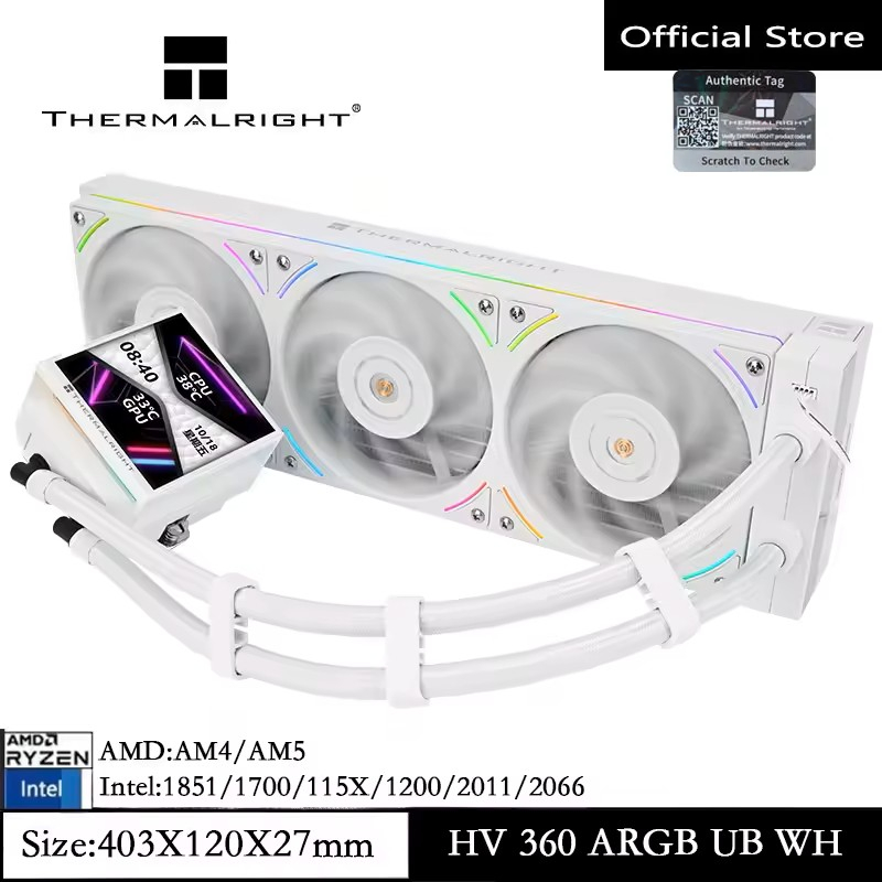 Thermalright Hyper Vision 360 UB ARGB สีขาวพัดลมระบายความร้อนด้วยน้ําจอ ...