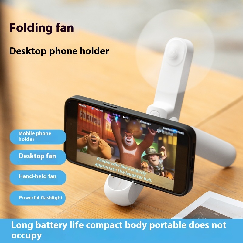 Breezen fan พัดลมพับได้3ความเร็ว USB+ขาตั้งโทรศัพท์LED ตั้งโต๊ะ/พกพา ...
