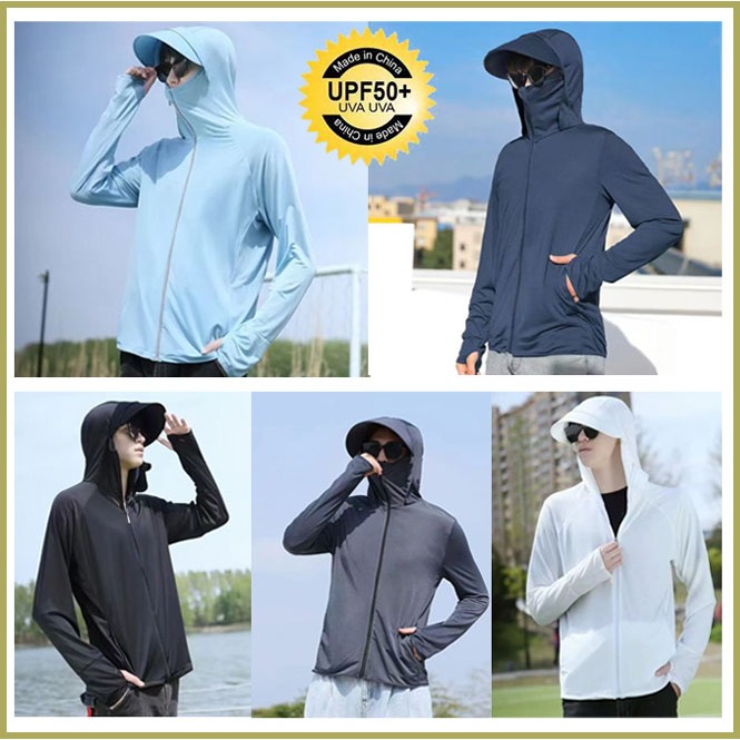 Upf50+men Sun Proof เสื้อผ้า UV แจ็คเก็ตกลางแจ้ง Sun Protection แจ็คเก็ต UV เสื้อตกปลาเสื้อผ้า ...