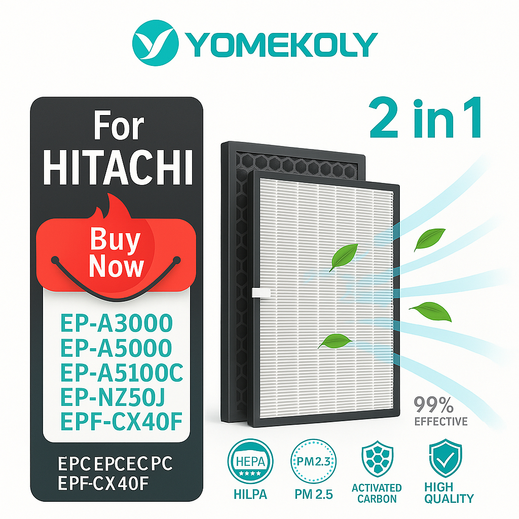 แผ่นกรองอากาศ สำหรับเครื่องฟอกอากาศ Hitachi Air Purifier EP-A3000 EP-A5000 EP-A5100C EP-NZ50J ...
