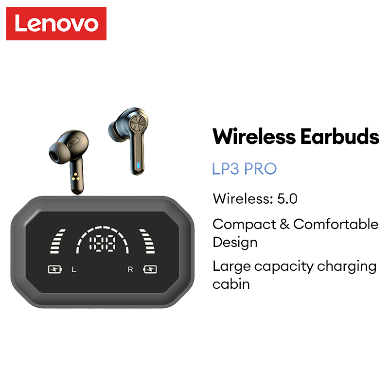 Lenovo LP3 Pro หูฟังบลูทูธไร้สาย TWS ควบคุมแบบสัมผัส จอแสดงผล LED ...