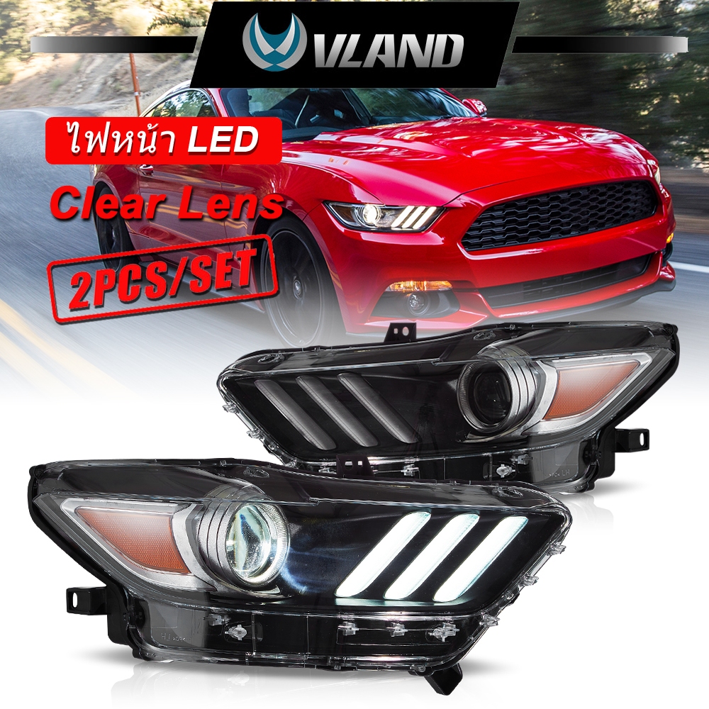 คู่ VLAND หัวไฟ Assembl สําหรับ 2015-2017 Ford Mustang S550 w/LED DRL ...