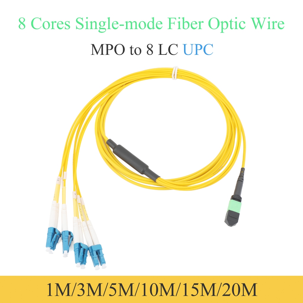 40G Single Mode MPO/PC ถึง 8LC/UPC Fiber Optic Patch สายไฟ 1 M/3 M/5 M ...
