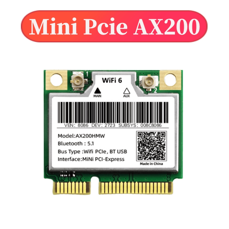 แล็ปท็อป Mini PCIe AX200 WiFi 6 การ์ดเครือข่ายไร้สาย, บลูทูธ 5.2 ...