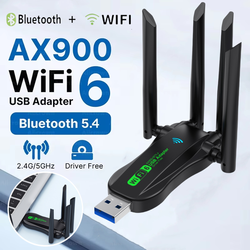 Ax900 WiFi 6 อะแดปเตอร์ USB บลูทูธ 5.4 Dual Band 2.4G 5G เสาอากาศ WiFi6 ...