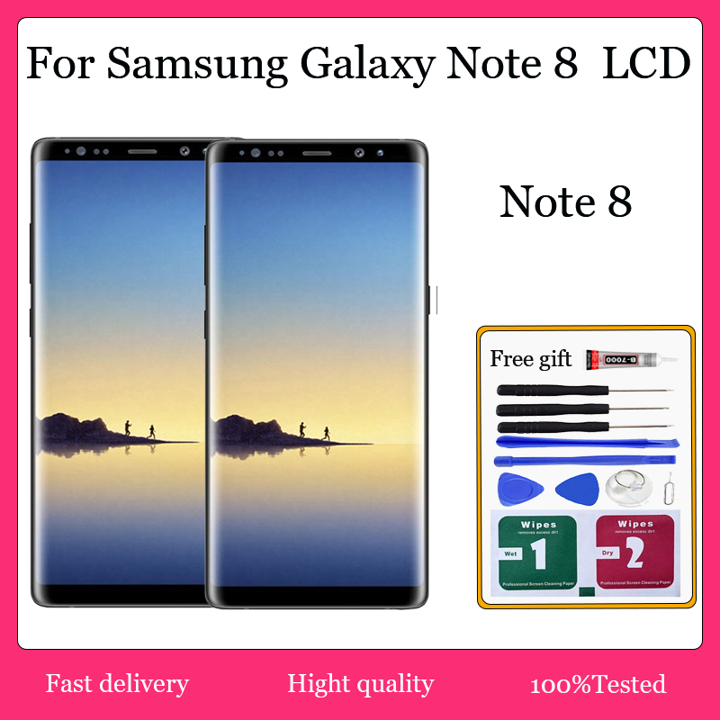 Original AMOLED สําหรับ Samsung Galaxy Note 8 จอแสดงผล LCD หน้าจอสัมผัสพร้อมการเปลี่ยนกรอบ ...