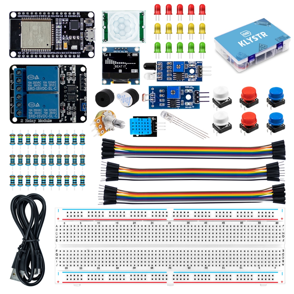 KLYSTR ESP32 Basic Starter Kit WIFI + บลูทูธไร้สาย IoT Development Breadboard Kit ชุดการเรียนรู้ ...