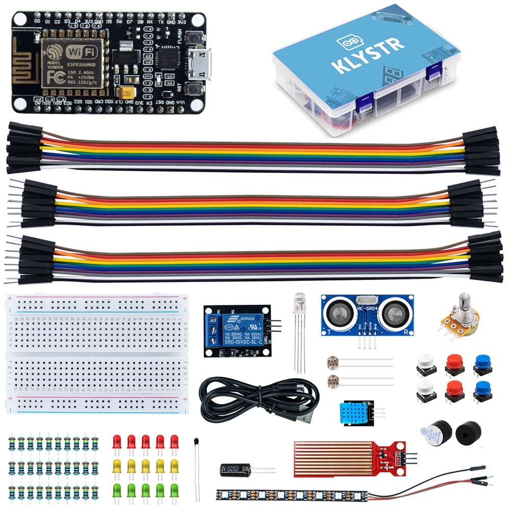 KLYSTR NodeMcu ESP8266 บอร์ดพัฒนา Wifi Starter Kit สําหรับ IoT Breadboard Wifi Sensor โมดูลชุด ...