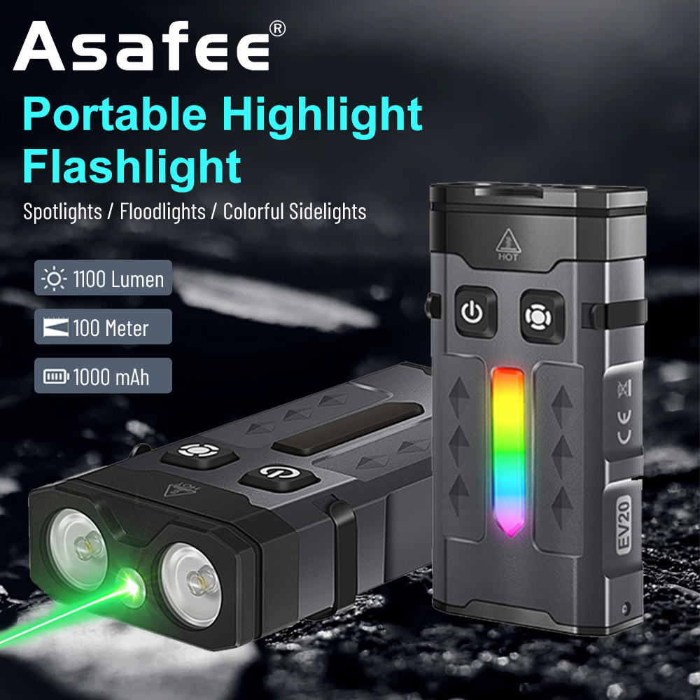 Asafee EDC LED Super Bright กลางแจ้งแบบพกพา EV20 พวงกุญแจไฟฉายสีขาวสี ...