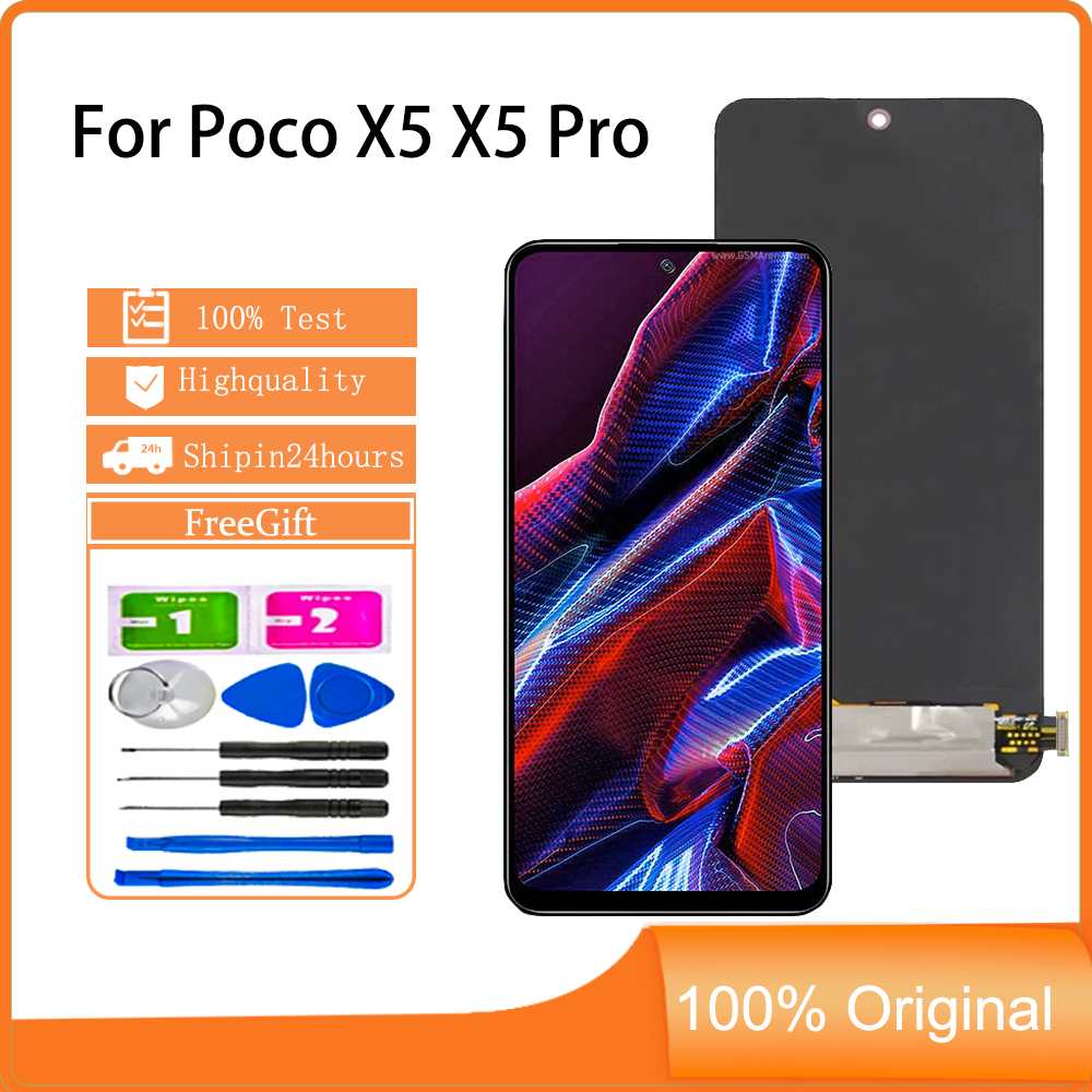 สําหรับจอแสดงผล AMOLED Poco X5 Pro X5 5G เปลี่ยนหน้าจอสัมผัส LCD ...