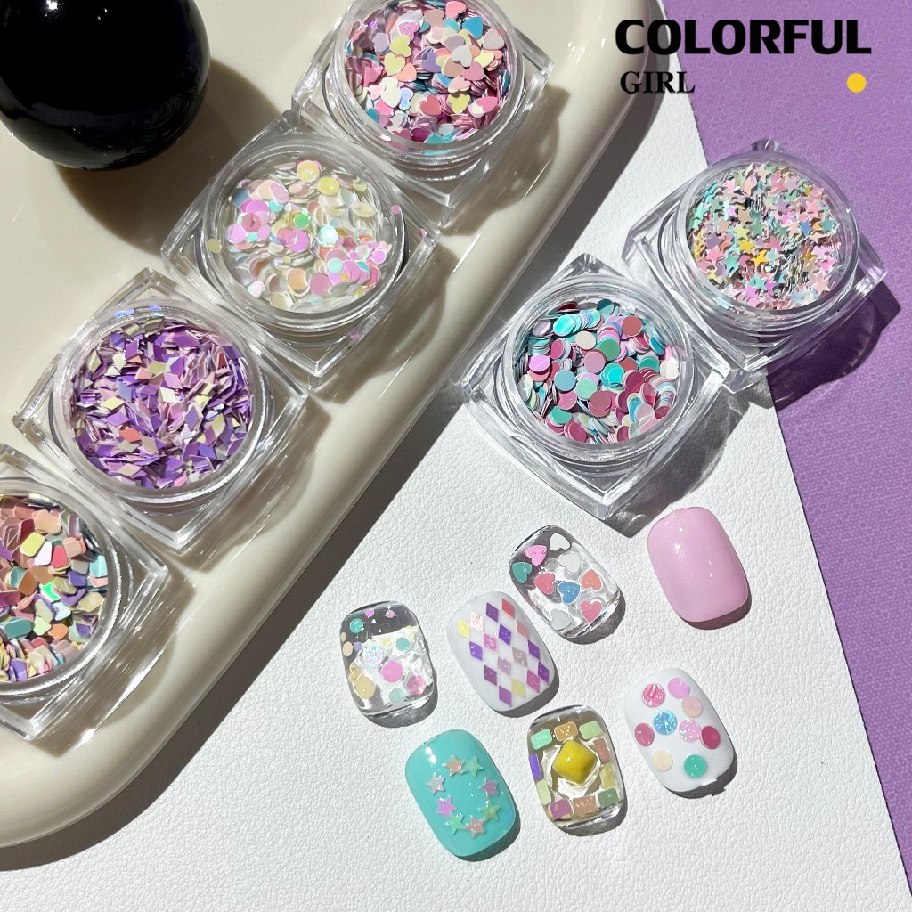 【พร้อมส่ง】กลิตเตอร์แต่งเล็บ ทรง4เหลี่ยม 1ชุด/6กระปุก Gitter 6กระปุกแนว ...