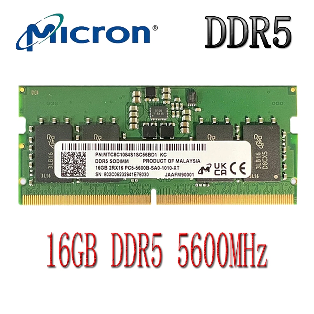 Micron DDR5 RAM 16GB DDR5 5600MHz PC5-44800S หน่วยความจําโน้ตบุ๊กแล็ปท็ ...