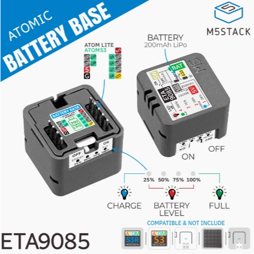 M5Stack Atomic battery Base ฐานชาร์จแบบพกพา แบตเตอรี่ 200mAh ในตัว ...