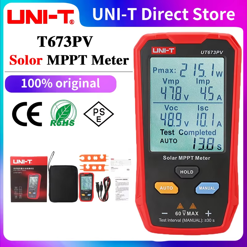 UNI-T จัดส่งในพื้นที่UNI-T UT673PV พลังงานแสงอาทิตย์ MPPT Meter 5~800W PV โมดูลสูงสุด Power ...