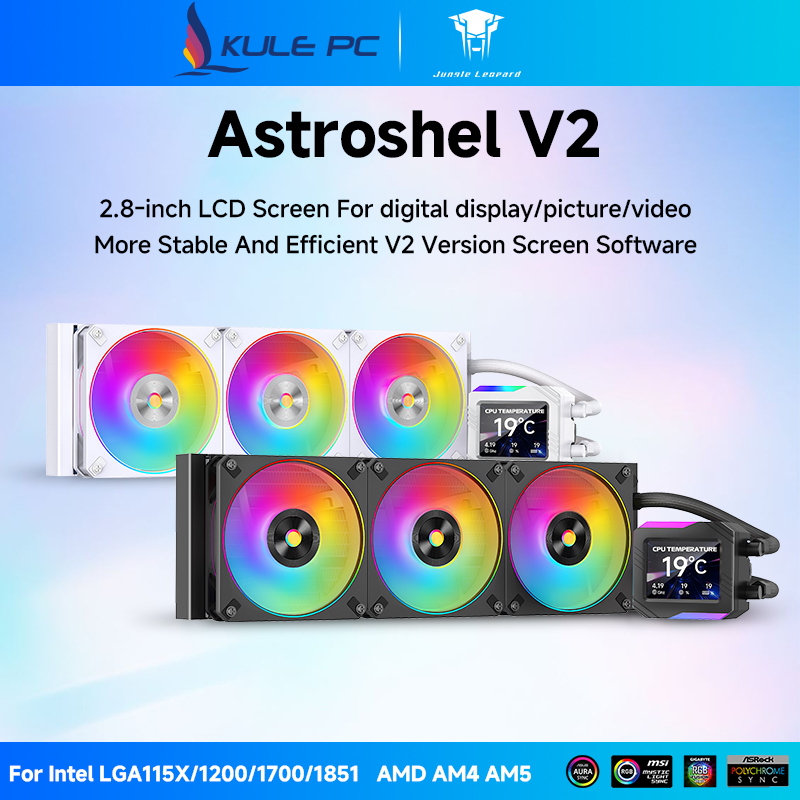 Jungle Leopard Astroshel V2 ARGB CPU Aio Cooler 360 มม.240 มม.Liquid Cooler 2.8 นิ้วหน้าจอ LCD ...