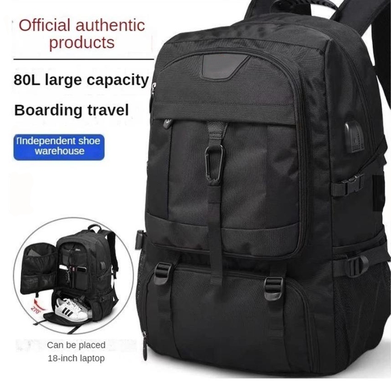 50L-60L-80L แยกรองเท้า USB Travel กระเป๋าเป้สะพายหลังผู้ชายกันน้ํากลางแจ้ง Mountaineering ...