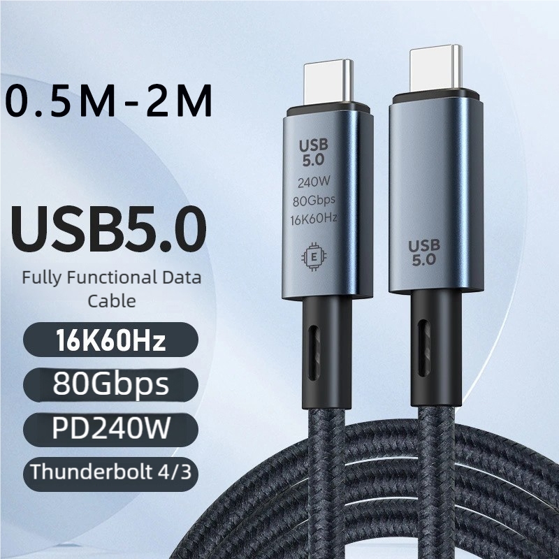 USB 5 สายเคเบิล Type C คุณสมบัติเต็มรูปแบบ 16K @ 60hz 80Gbps PD240W สายชาร์จเร็ว Thunderbolt4/3 ...