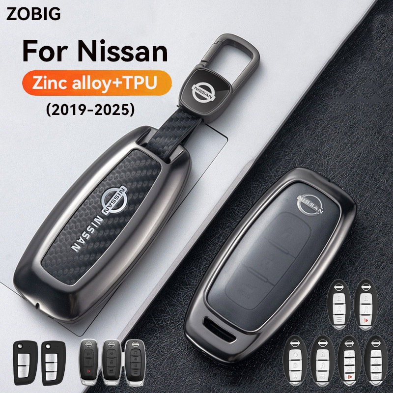 ZOBIG Key Fob สําหรับ Nissan พร้อมพวงกุญแจสังกะสี + TPU Key Case ...