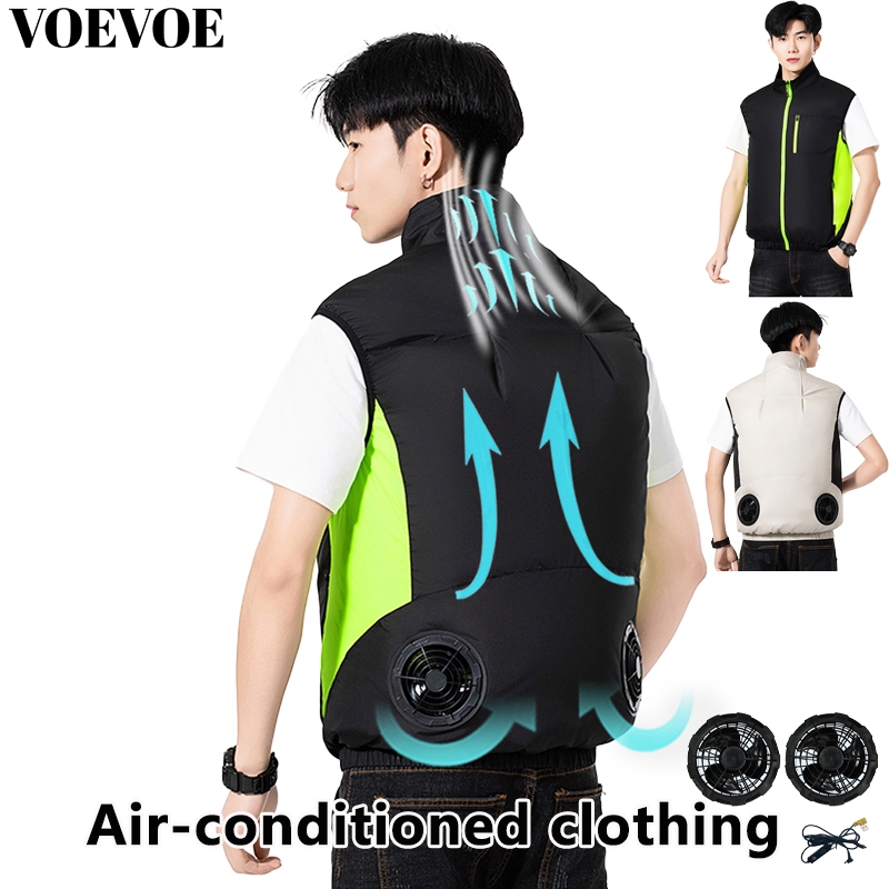 VOEVOEเสื้อกั๊กพัดลมระบายความร้อนสําหรับผู้ชายและผู้หญิง | Shopee Thailand