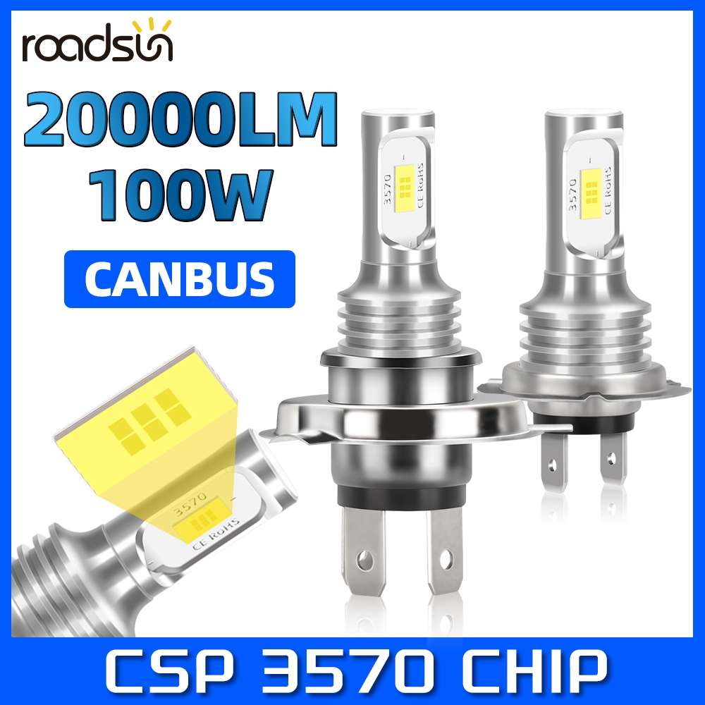 Roadsun 2 ชิ้น H4 H7 Led ไฟหน้ารถหลอดไฟ H11 9005 9006 H15 9003 HB2 H9 H8 HB3 Mini 100 วัตต์ 6000 ...