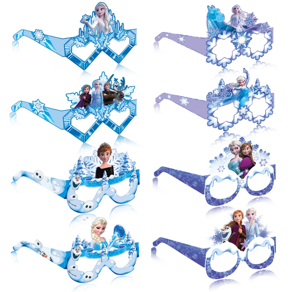 8 ชิ้นแช่แข็ง Anna กระดาษแว่นตา Elsa Olaf วันเกิดตกแต่งวันเกิดหน้ากาก ...