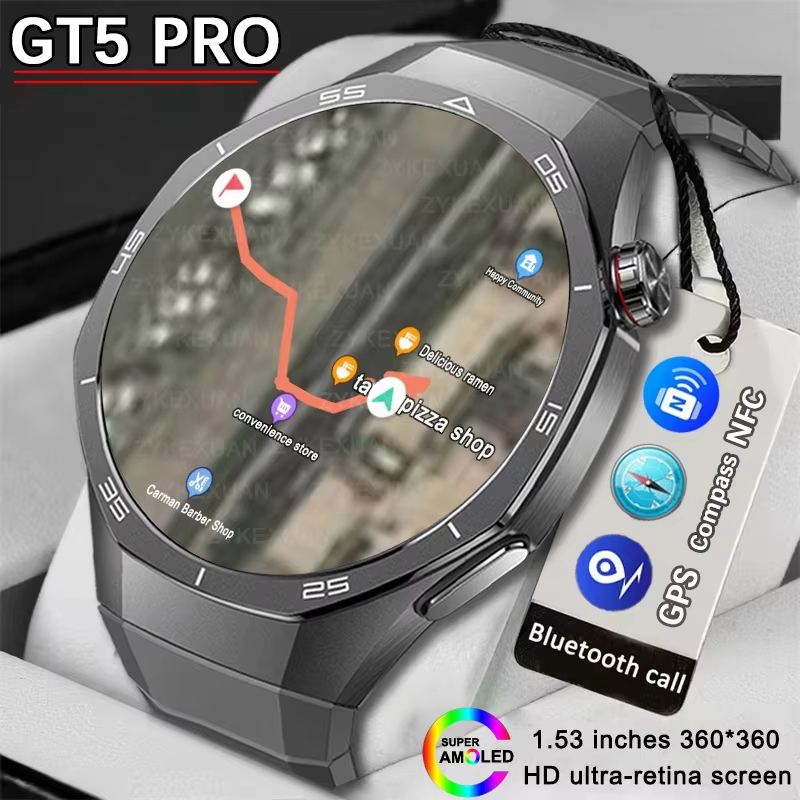 2025 ใหม่ GT5 Max สมาร์ทวอท์ชผู้ชาย HD หน้าจอขนาดใหญ่บลูทูธโทร Heart ...