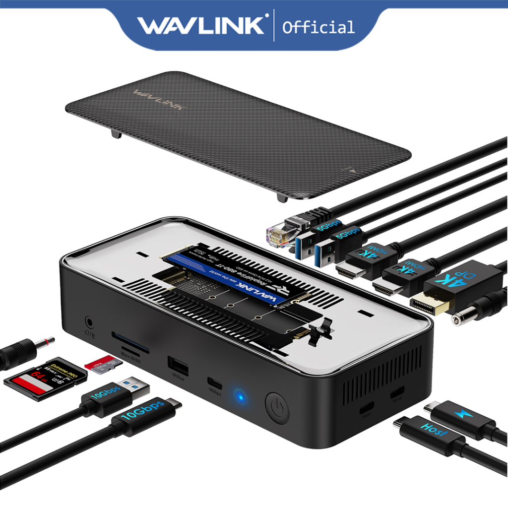 WAVLINK USB Triple Display Dock Type C 10Gbps Hub with M.2 PCIe SATA ...