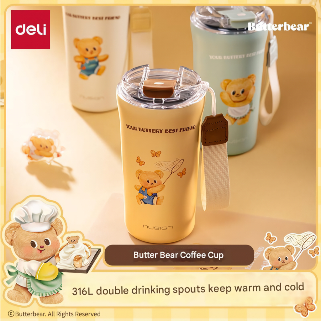LLG777 Deli Butter Bear ยี่ห้อร่วมถ้วยกาแฟกระติกสแตนเลสซับ | Shopee Thailand