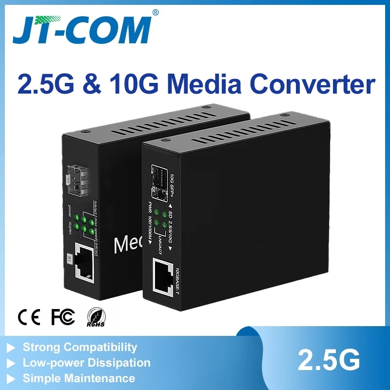 JT-COM A Pair 2.5G / 10G SFP Media Converter 5V-12V External Power ...