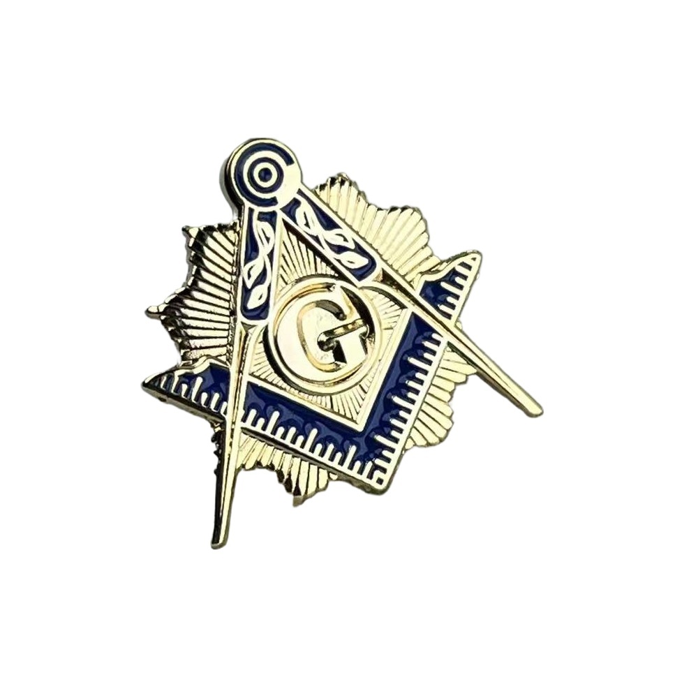 เครื่องประดับแฟชั่น Mason Lapel Pin Collar Pin Blue Enamel Gold Plated ...