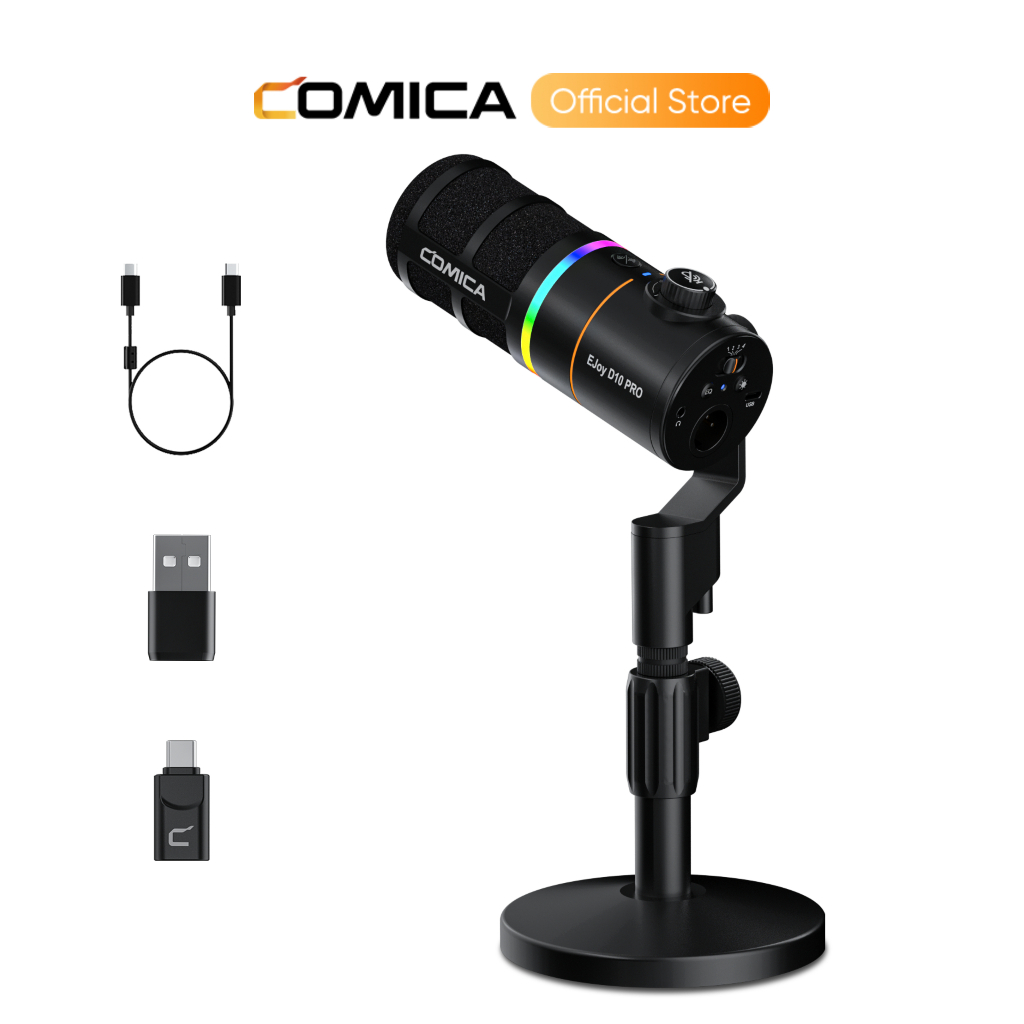 COMICA Ejoy D10 PRO RGB Cardioid ไมโครโฟนไร้สายแบบไดนามิก, ไมโครโฟน USB ...