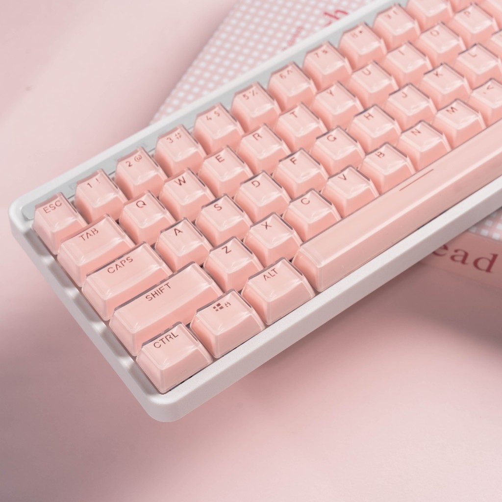 Womier Crystal Jelly Keycaps สีชมพูที่กําหนดเองโปร่งแสง Keycaps 118 คีย์น่ารัก Shine ผ่าน ...