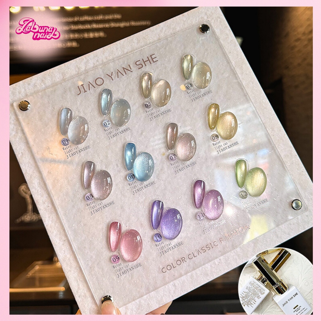 【พร้อมส่ง】12 สี ชุดยาทาเล็บเจลแมวตา สีเจลแคทอายเนื้อซาติน สีลูกแก้ว ...