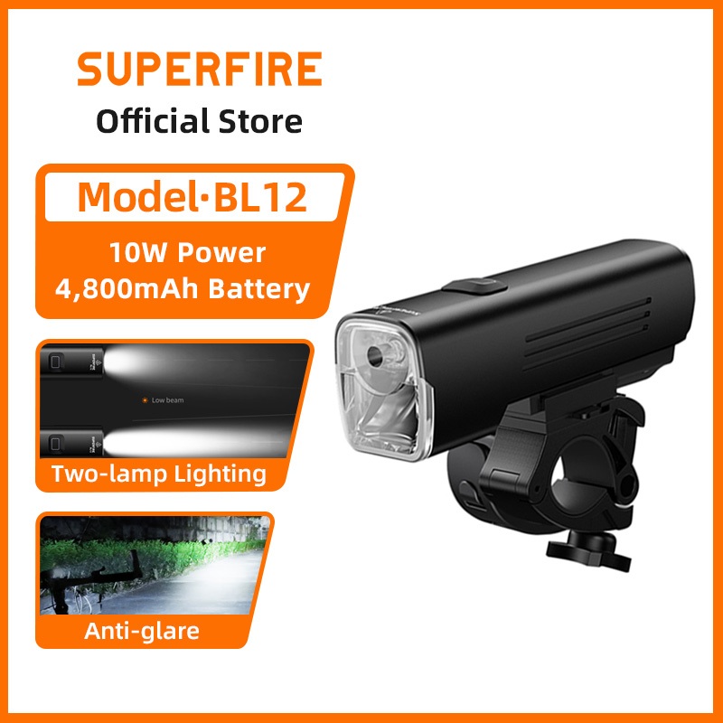 SUPERFIRE BL12 20W โคมไฟคู่จักรยานด้านหน้าชุด USB ชาร์จ 4800mAh LED ไฟหน้าโคมไฟจักรยานขี่จักรยาน ...